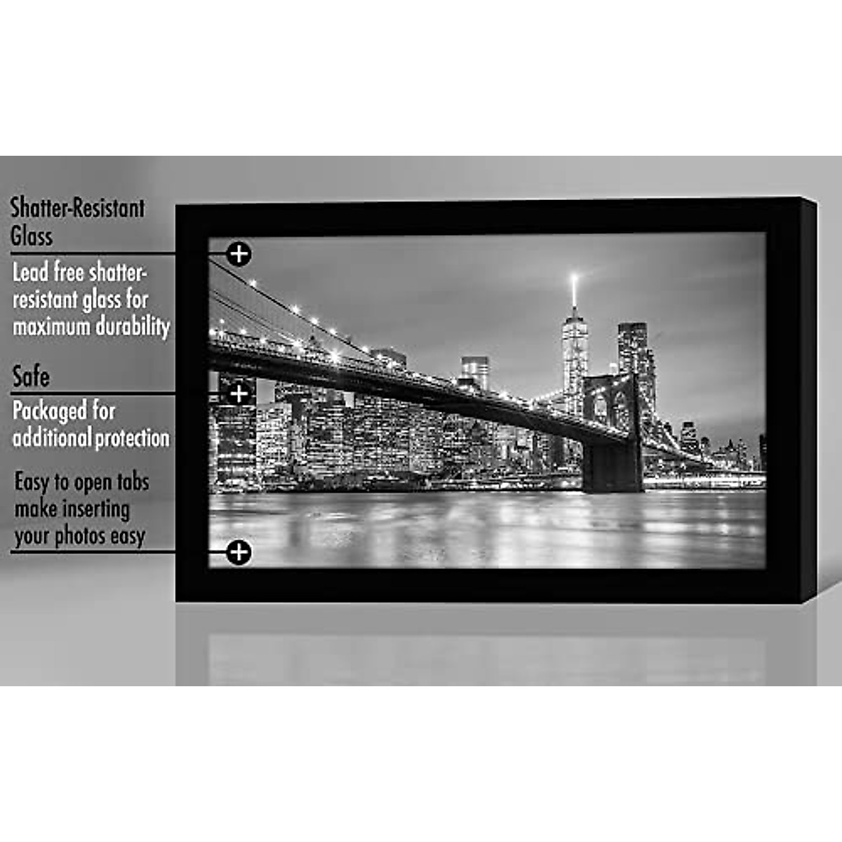 Americanflat 8.5x14 Picture Frame in Black - Engineered Wood with Shatter Resistant Glass - Horizontal and Vertical Formats for Wall