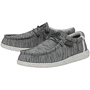 Hey Dude Men's Wally Stretch Stone White Size 11 | Men's Loafers | Men's Slip On Shoes | Comfortable & Light-Weight