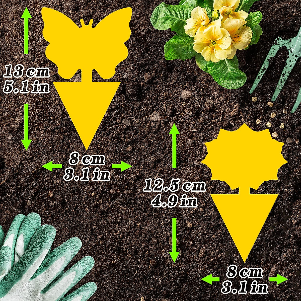 Landisun 24PCS Fruit Fly Traps Yellow Sticky Traps Fungus Gnat Traps Insect Bug Traps for Indoor Outdoor Kitchen Plants Whitefly Mosquitos Fungus Gnats Flying Insects