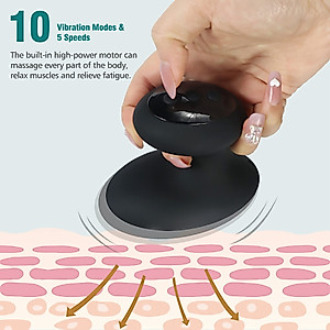 Personal Massager Wand - 10 Patterns Cordless Powerful Vibration Massager - Men & Women - Body Neck Tension Relief, Muscle, Soreness-Black