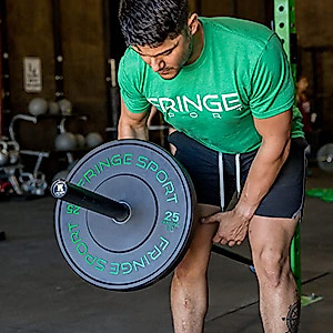 Fringe Sport Bumper Plates for Weightlifting and Strength Training - Rubber Weight Plates with Dead Bounce, Home Gym Equipment and Fitness Rally - Olympic Plates Ideal for Powerlifting - Pair and Set (Contrast-25lb-Green-Pair)