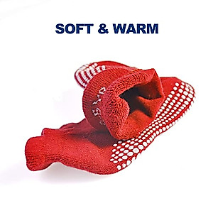 EPEIUS Baby Socks Toddler Non-slip SocksThick Cotton Ankle Socks with Grips Kids Boys Girls Cozy Cushion Low cut Socks 6 Pair Pack,Rainbow Set,3-5 Years