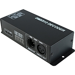 AMKI DMX 512 LED Decoder Controller for RGB Tape Strip Light Dimmer Driver (4 Channel with Display)