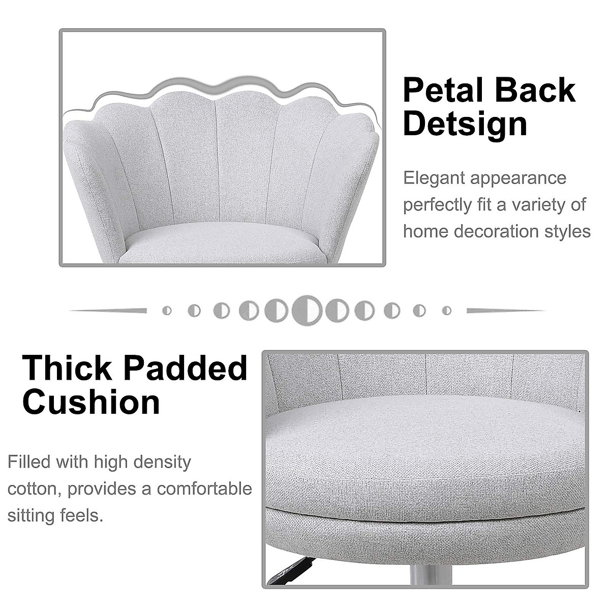 SSLine Home Office Chair,Modern Living Room Chair Linen Fabric Shell Accent Chair,360° Upholstered Adjustable Swivel Armchair Reception Chair for Office, Living Room,Bed Room (Beige)