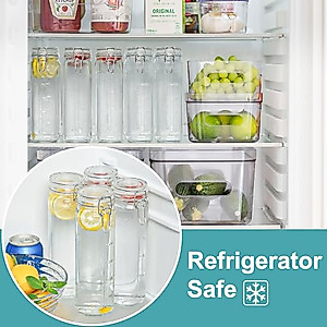 Ritayedet Airtight Glass Jars Set of 8 with Hinged Lids for Vanilla Extract, Portable Glass Water Bottles with Leak Proof Silicone Seal, 20 oz(600ml), Dishwasher Safe
