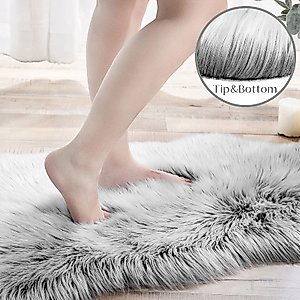 Ashler faux fur rug, Fluffy Shaggy Area Rug Ultra Soft 2 x 3 Feet Sheepskin Fur Rug, Frosted Bottom Black Fuzzy Rug Machine Washable Shag Rug, Nursery Decor Throw Rugs for Bedroom, Living Room