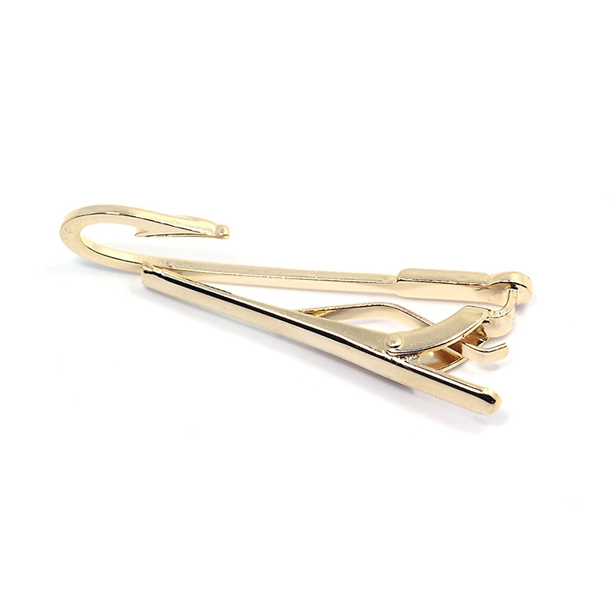 ZUNON Fishing Hooks Tie Clips Bar Tacks Mens Silver Golden Tone Leisure Fishermen Sportsmen Fathers Dad Husband Activities