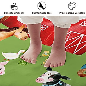 Farm House Animals Personalized Round Rug Fluffy Soft Mat for Bedroom Girls Boys Room, Custom Indoor Area Circular Floor Mat Chair Couch Plush Shaggy Carpet Home Decor 47.2x47.2 in