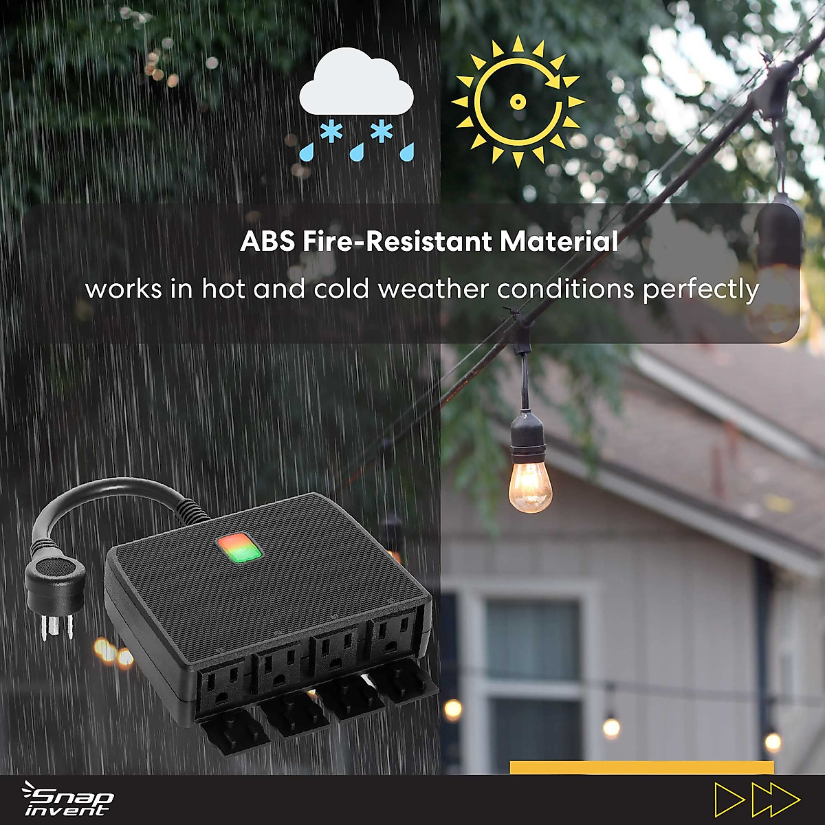 Smart Heavy Duty Outdoor WiFi Plug Waterproof Socket, Electrical Power Extension Cord, Outlet Switch and Timer Works Remotely with Alexa, Google Assistant (4 Sockets)