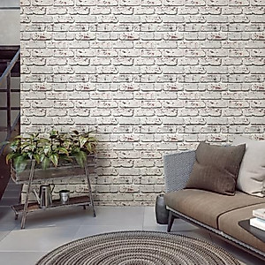 COMSTICKC 10 Pcs 3D Faux Brick Wall Panel Peel and Stick Brick Tiles, 12"X12" Small Size Thin PVC Self Adhesive Brick Backsplash Veneers Wall Covering for Interior Wall Decor Farmhouse