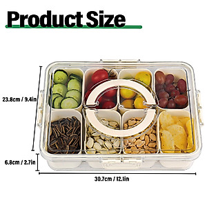 Snack Box Container, Portable Travel Charcuterie Board with Lid, Refrigerator Food Storage Box, Snack Organizer, Divided Storage Containers, chopped salad box, Keep Food Fresh Longer (8 Grid)