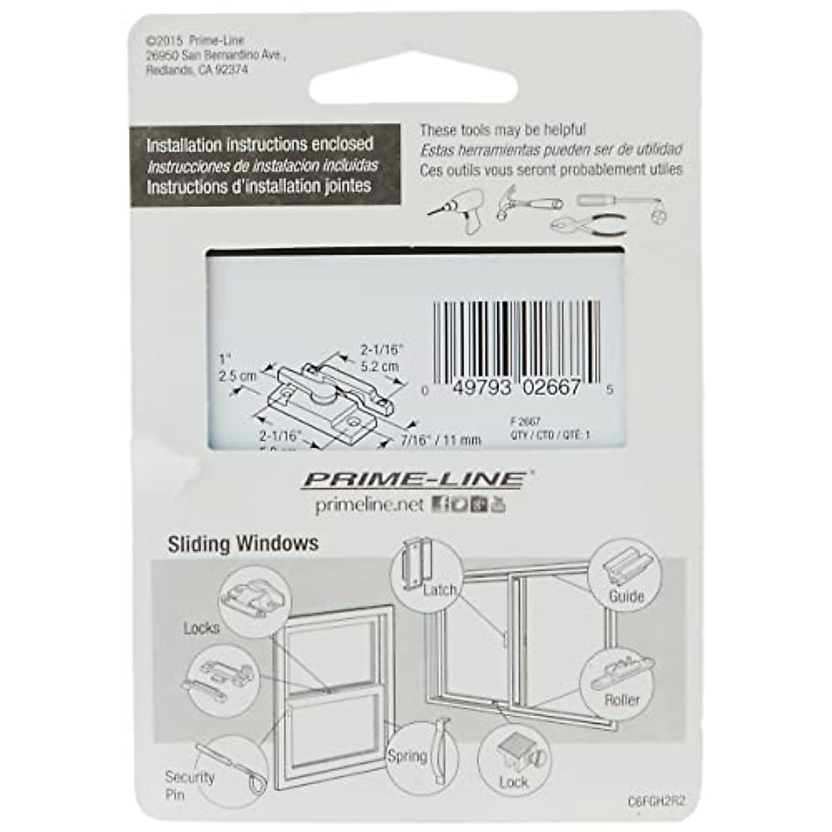 Prime-Line F 2667 Window Sash Lock for Vinyl Windows, White