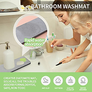 GianAbor 2 Pcs Instant Dry Sink Organizer, Non-Slip Water Absorbing Stone Tray for Sink, Rectangle Diatomite Coasters for Bathroom or Kitchen to Place Soap, Cups, Cosmetics, etc (3.15"x3.15", White)