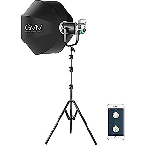 GVM 200W LED Video Light with Softbox, SD200D Photography Studio Lighting Kit with Bluetooth/DMX Control, 93000lux@0.5m 3200K-5600K Bi-Color Continuous Output Lighting for YouTube, Video, Filming