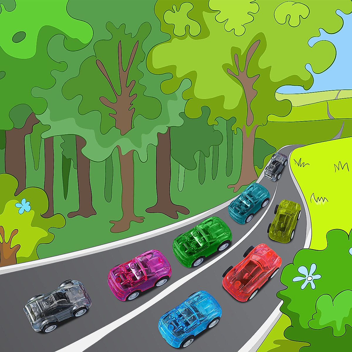 50 Pieces Pull Back Vehicles Set Friction Powered Racing Car Toy Small Pull Back Car Toys Push and Go Toy Cars for Game Supplies Birthday Party Favor (Assorted Style)