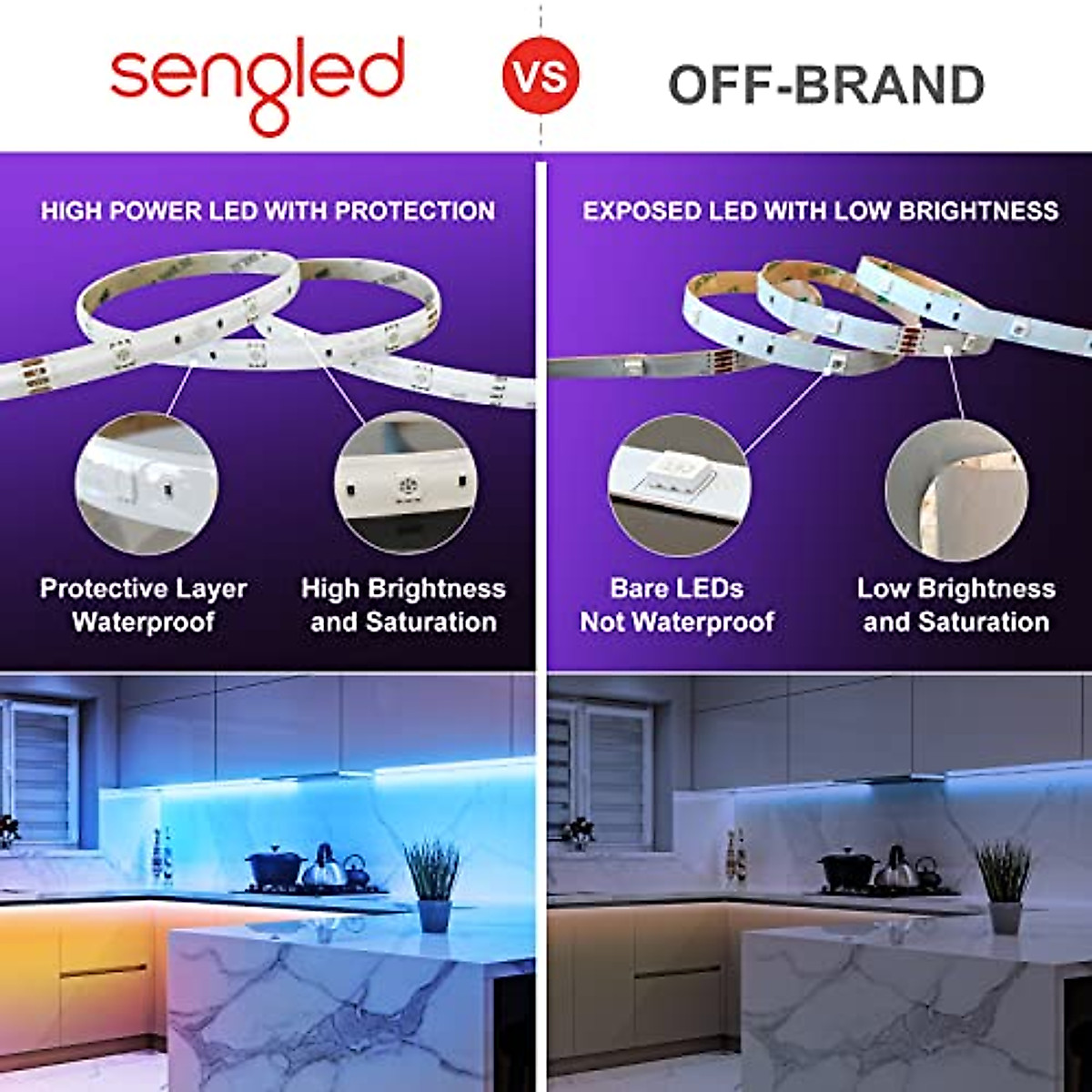 Sengled Smart LED Strip Lights 32.8ft WiFi LED Lights Work with Alexa and Google Home 16 Million Colors RGB Music Sync Adjustable Length 25,000 Hours Life Multi Mode Support for Game Movie