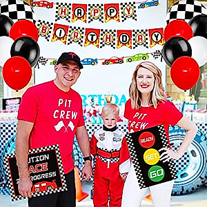 Race Car Birthday Party Decoration Set Race Car Party Signs Racing Birthday Banner Checkered Flags Balloons for Boys Let's go Racing Party Supplies