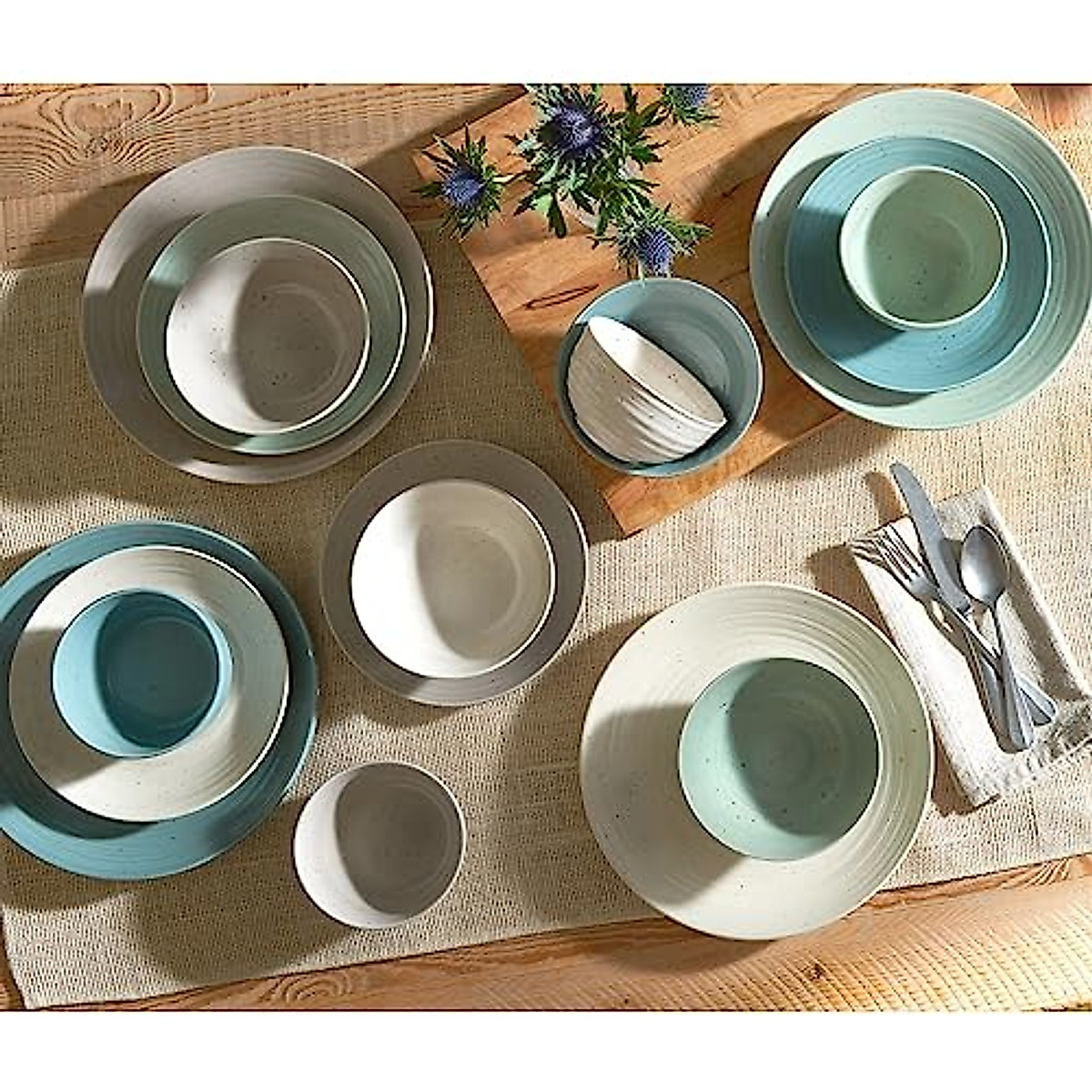BAUFAS 16 Piece Dinnerware Set Including 4 Dinner Plates, 4 Salad Plates, 4 Cereal Bowls and 4 Soup Bowls