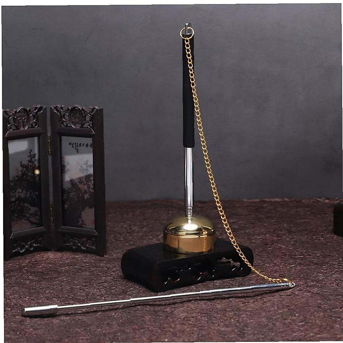 Onsinic 1set Hand Bell Tibetan Buddhist Meditation Bell Singing Bowl for Singing Scripture Implement Buddhist Supplies