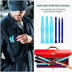 Non-Scratch Plastic Scraper Tool Carbon Fiber Plastic Cleaning Scraper Tool Pen-shaped Scraper Tool Stiff Scraper Cleaning Tool for Kitchen Sticker Scratch Cleaning (6, Blue)