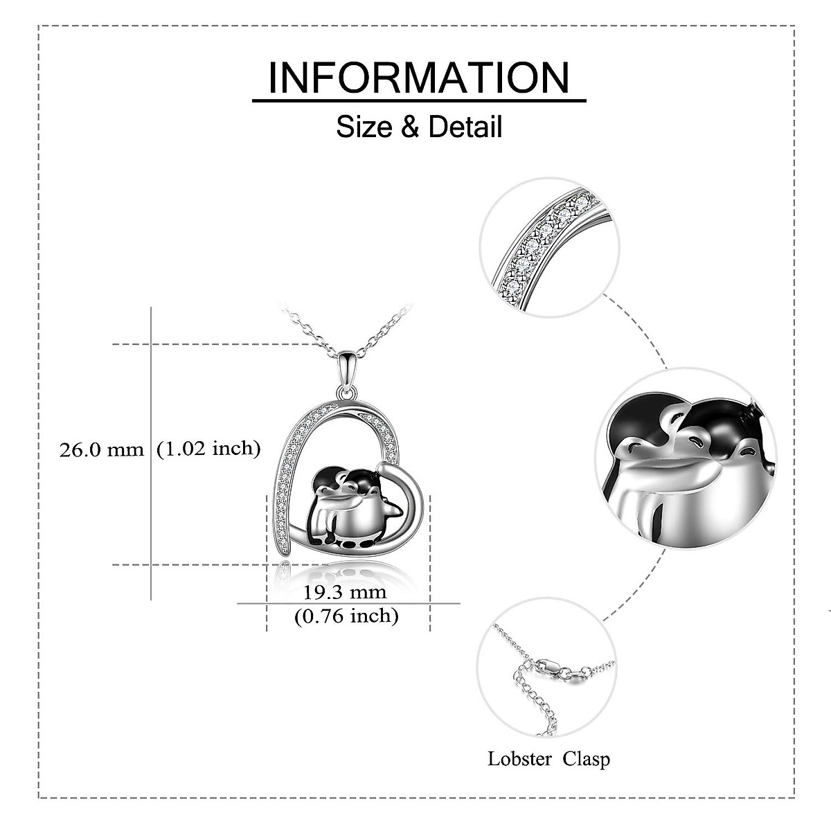 Penguin Necklace Penguin Gifts 925 Sterling Silver Hugging Penguins Cute Animal Christmas Jewelry for Women Sister Mom Mother