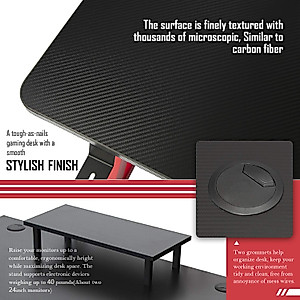 TOPSKY Gaming Computer Desk Home Office Gaming Table with Cup Holder Headphone Hook Z Shaped Leg(55”, All Black)