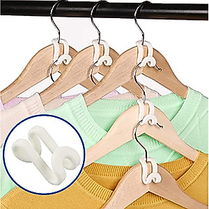 YuGtcen 70 Pcs Hanger Connector Hooks, Hangers Space Saving Mini Cascading Hanger Hooks for Velvet Huggable Hangers, Wooden Hangers, Heavy Duty Space Saving Hanger Organizer for Closet (White)
