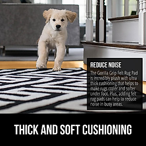 Gorilla Grip Felt and Natural Rubber Stay in Place Slip Resistant Rug Pad, 1/8” Thick, 2x10 FT Protective Padding for Under Area Rugs, Cushioned Gripper Pads, Carpet Runners Hardwood Floors Protection