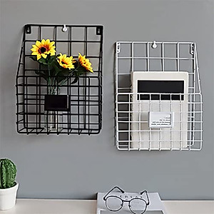 EYHLKM Storage Basket Metal Newspaper Rack Bookshelf Wall Mounted Office Iron Grid Wall-Mounted (Color : E, Size : 1)