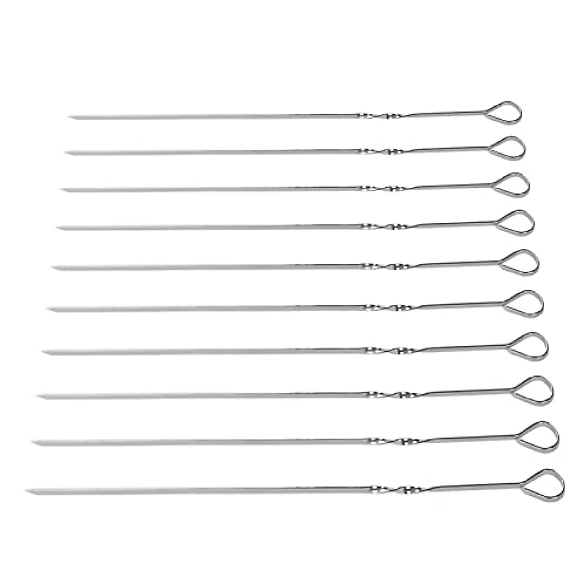 RvSky Garden kit Barbecue Skewer Flat Long Reusable Stainless Steel Kebab Sticks for Meat Vegetable Grilling 10pcs