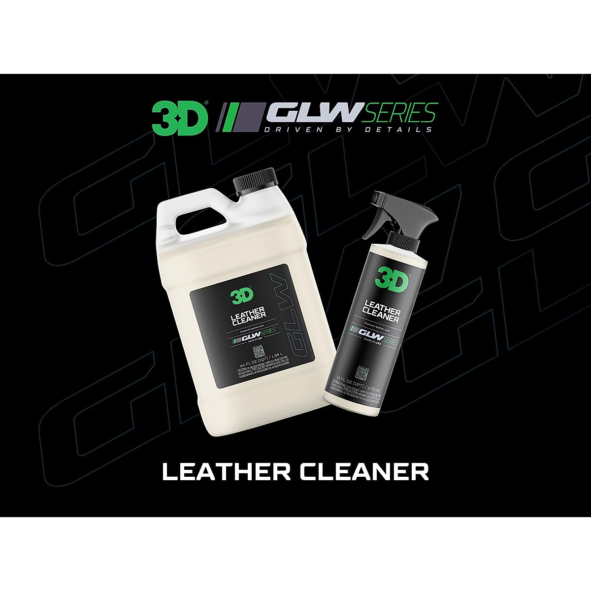 3D Leather Cleaner for Car, GLW Series | Ultimate Deep Cleaning | Removes Dirt, Grease, Body Oils | DIY Car Detailing | Versatile Cleaner for All Leather Goods | 16 oz