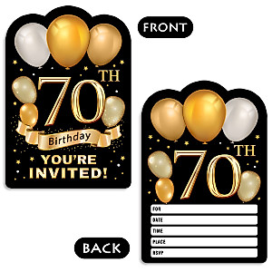 Simimi art 30 Gold Glitter 70th Birthday Party Invitations cards with Envelopes