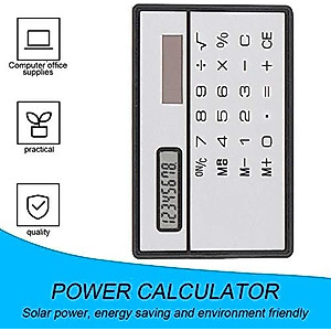 8 Digit Silver and Black Ultra Thin Solar Power Calculator with Touch Screen Credit Card Design Portable Mini Calculator for Business School Basic Office Calculators