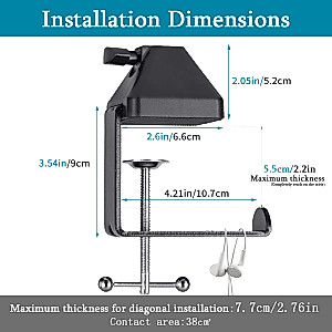 novonest Heavy-duty Metal Table Mounting Clamp,Black Large-area Contact Base for Microphone Suspension Boom Scissor Arm Stand Holder,Max Clamping Thickness 2.75"/70mm,with Headset Hook Hanger,NB35-B