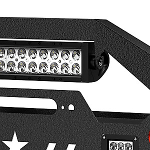 YZONA Off-road Front Bumper Compatible with 1987-2006 Jeep Wrangler TJ YJ LJ Rock Crawler Bumper w/Paintable Armor, Winch Plate, 1 x 312W LED Light, 4 x 18W LED Lights & D-rings, 2/4 Doors (Black)