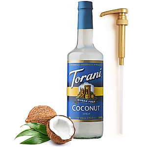 Torani Sugar Free Coconut Syrup for Coffee 25.4 Ounces Flavors with Fresh Finest Syrup Dispenser