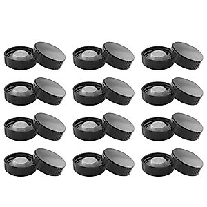 JCBIZ 24pcs Black Boston Bottle Cap 38mm 38 Tooth Phenolic Bakelite Lid Polycone Caps for Medicine Bottle, Essential Oil Bottle and Reagent Bottle