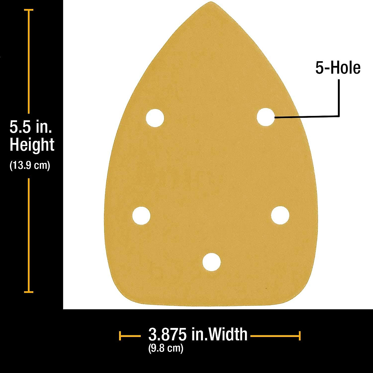 Dura-Gold Premium Mouse Detail Sander Sandpaper Sanding Sheets - 220 Grit (Box of 24) - 5 Hole Pattern Hook & Loop Triangle Mouse Discs - Woodworking Wood, Furniture Crafting, Sand Automotive Paint