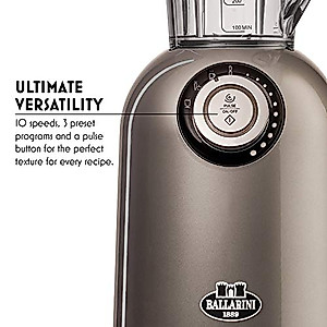 Ballarini Tesoro Countertop Blender - Metallic Grey, Made in Italy