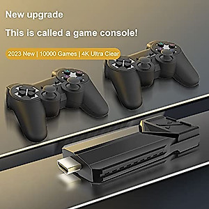 Nostalgia Stick Video Game, Wireless Retro Game Console, Plug and Play Game Console Game Stick Support 4k 10000 Games, HDMI Output, Dual 2.4G Wireless Controllers (D90 64g (15000+ Games))