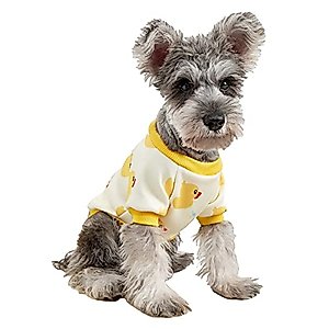 QWINEE Dog Shirt Cute Dogs T Shirt Sweatshirt Apparel Dog Clothes for Cat Kitty Puppy Small Dogs Yellow M