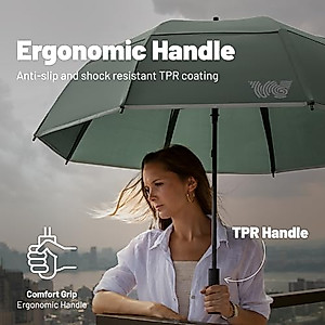 Weatherman Umbrella - Stick Umbrella - Windproof Umbrella Resists Up to 55 MPH Winds - (White)
