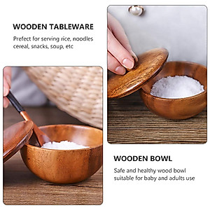 Wood Bowl Nut Bowls Wooden Serving Bowl With Lid Natural Wood Kids Rice Bowl Salad Noddle Soup Dish Food Container Seasoning Holder For Home Kitchen Pepper Box Japanese Wooden Bowl