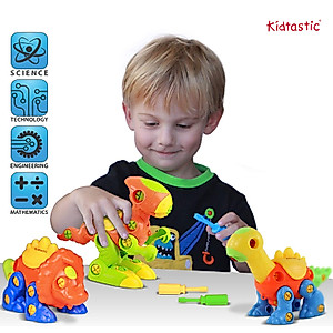 Kidtastic Dinosaur Toys, 106 pcs Take Apart Stem Learning Toys with Screwdriver, Ages 3-6 Year Kids Birthday Gift, Fun Construction for Boys and Girls - Build a Dinosaur, 3 yr Old Toddler Toys