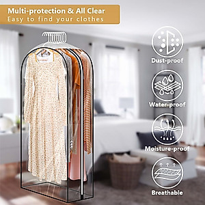 60 Inch Long Garment Bags for Hanging Clothes, 10 Gusseted Clear Garment Bags for Storage, Dress Bags for Gowns long with Side Zipper, Clothes Storage Bag for Coats, Gowns, Suits, Sweaters（3 Packs）