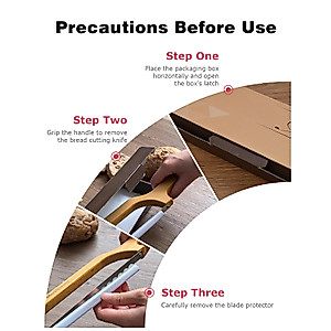 Mellbree Bread Knife for Homemade Bread, 16" Sourdough Bread Knife 304 Stainless Steel Serrated Bread Bowl Knife, Bread Cutting Knife, Bread Slicer Knife, Light Color Option