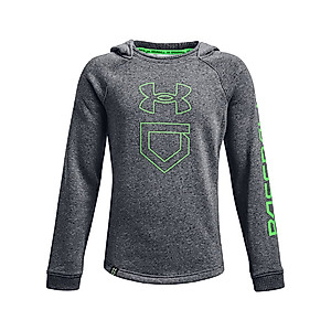 Under Armour Boys' Baseball Graphic Hoodie 21, Pitch Gray (012)/Stadium Green, Youth Medium