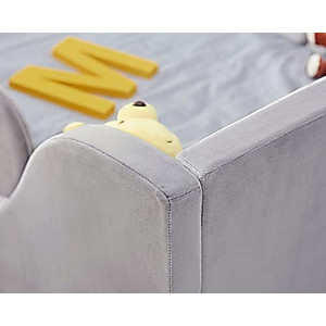 Moogeer Toddler Bed Frame with Removable Safety Rails, Fits Full Size Crib Mattress, Certified Fabric Kids Bed (Gray)