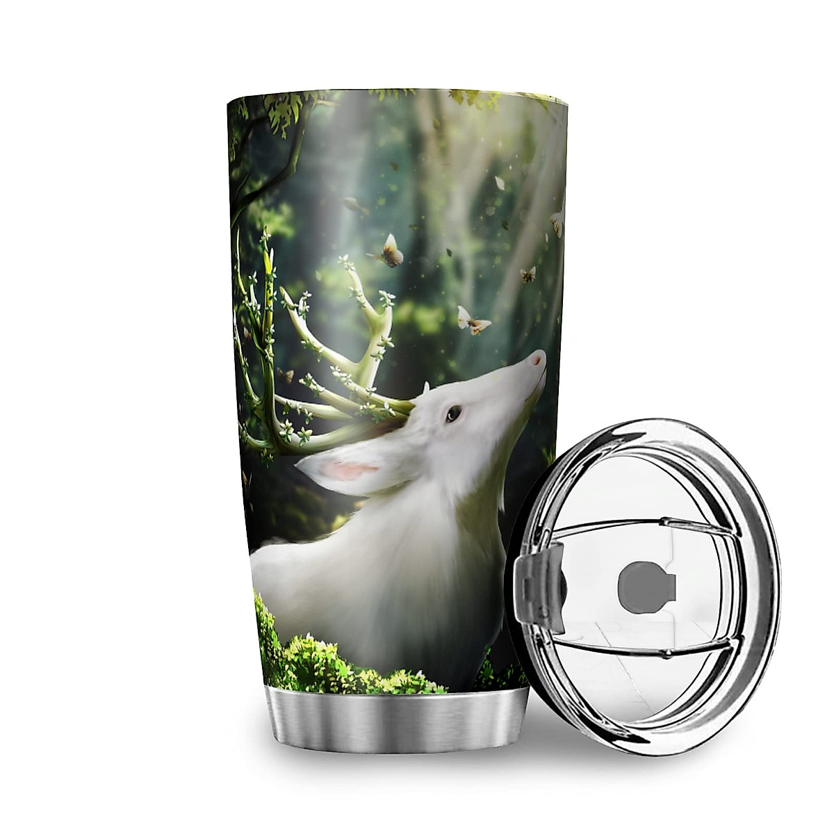 Animal Deer Insulated Tumbler, 20oz Stainless Steel Coffee Travel Mug With Lid for Cold and Hot Drinks