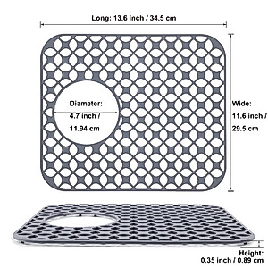 Sink Protectors for Kitchen Sink, SCITURE Sink Mats for Kitchen Stainless/Ceramic Sinks, Folding Non-slip Kitchen Sink Mat, Heat Resistant Silicone Sink Mat (1 Pcs, Grey, 13.58 ''x 11.6 '')